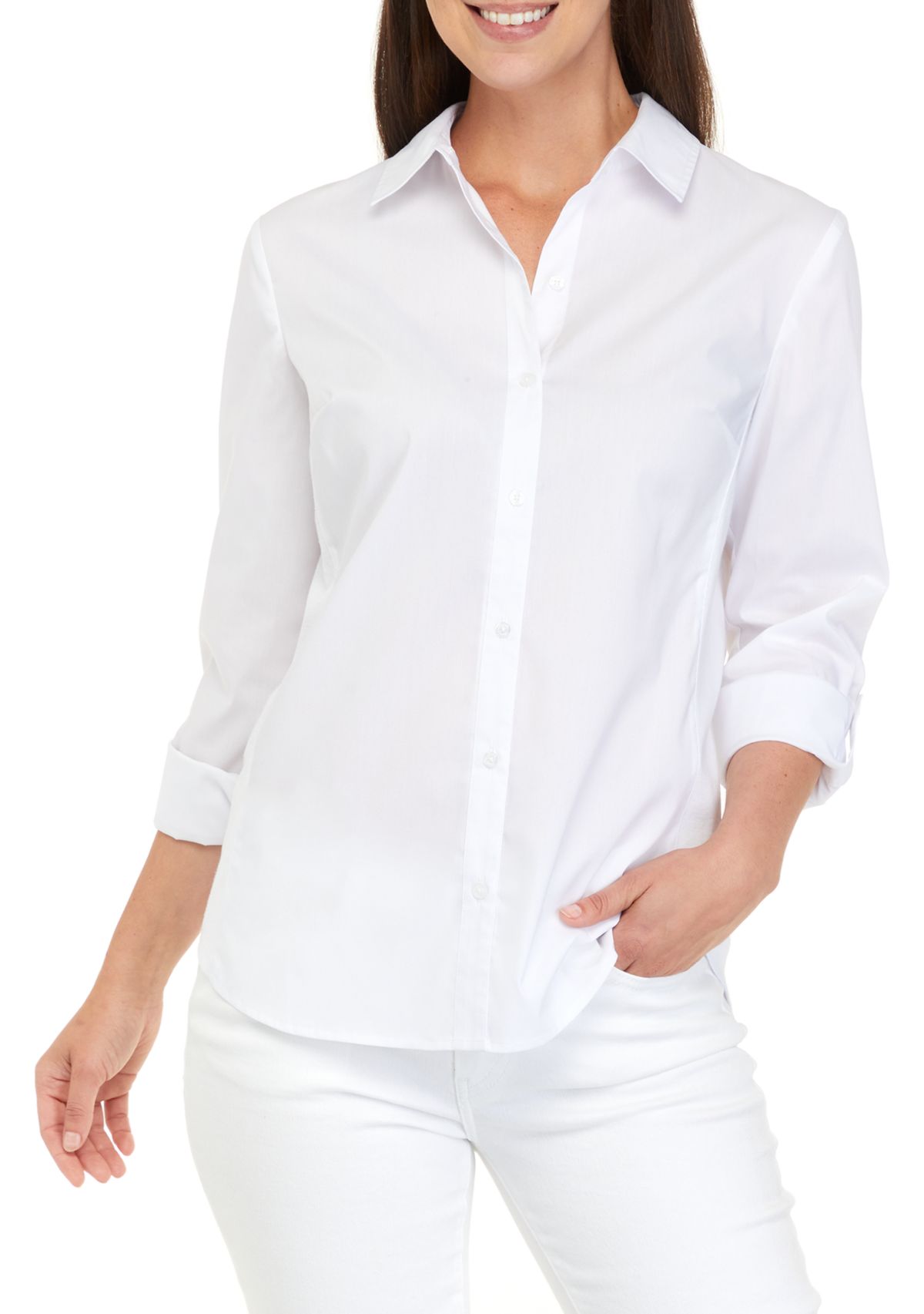 Kim Rogers® Women's Roll Tab Knit to Fit Top | Belk