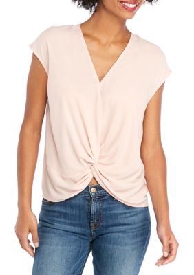 THE LIMITED V Neck Drop Shoulder Top with Front Knot | belk