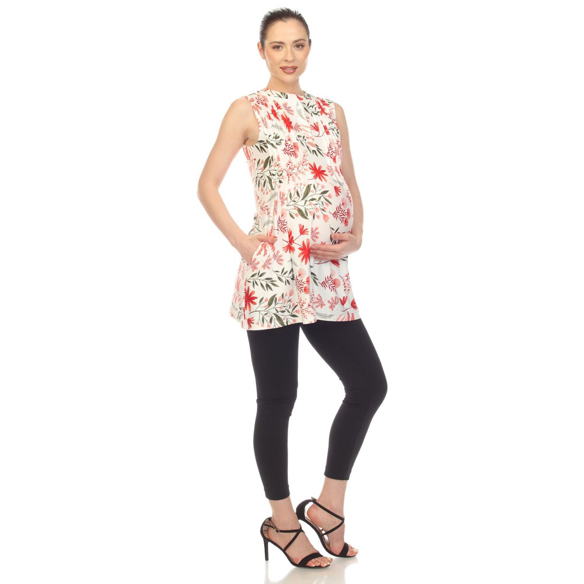 White Mark Maternity Floral Sleeveless Tunic Top | Belk