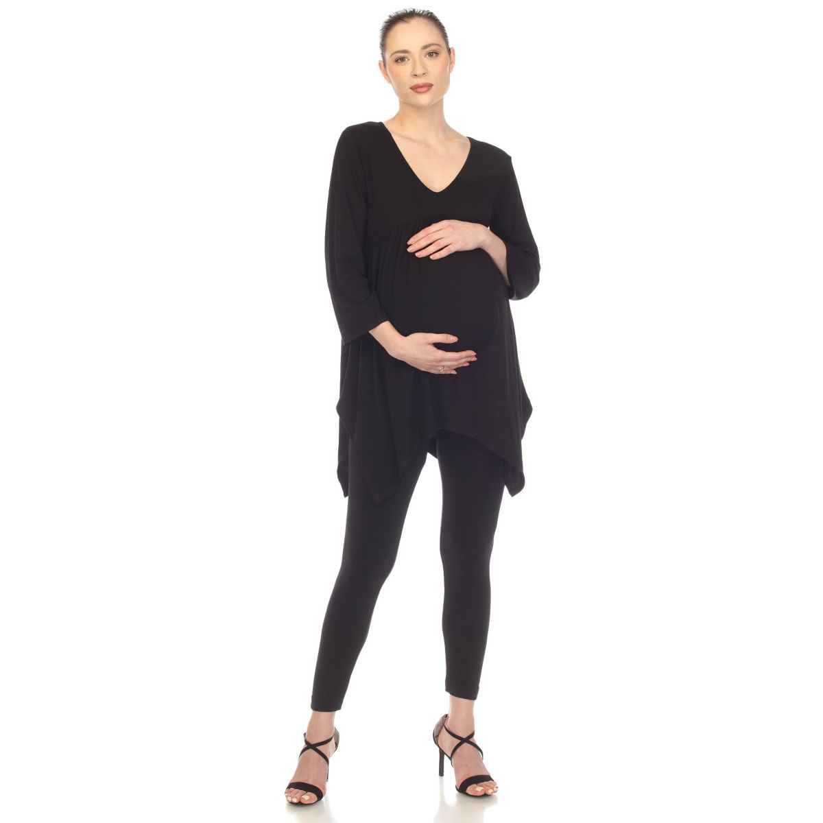 White Mark Maternity Empire Cut V-Neck Tunic Top | Belk