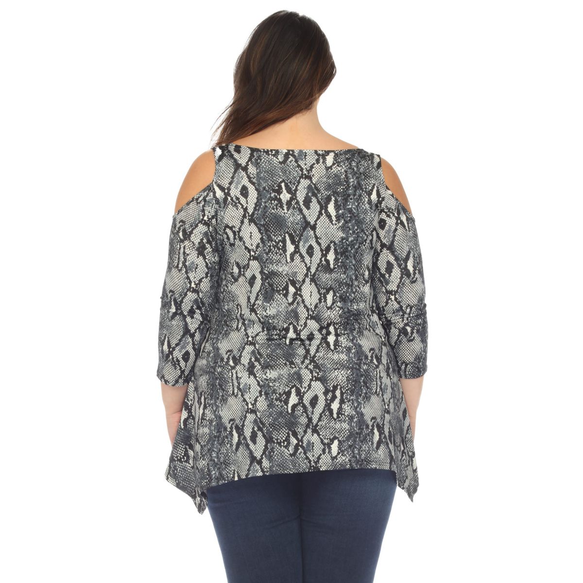 White Mark Plus Size Snake Print Cold Shoulder Tunic | Belk
