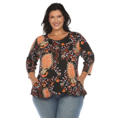 White Mark Plus Size Vibrant Boho Swing Top | Belk