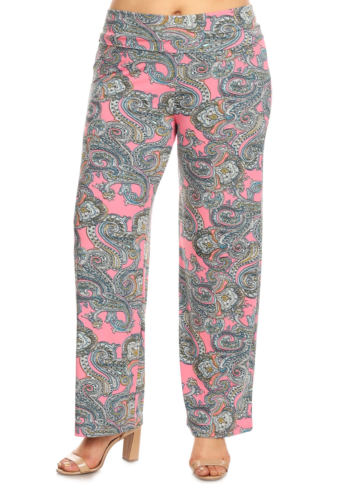 White Mark Plus Size Paisley Printed Palazzo Pants | Belk