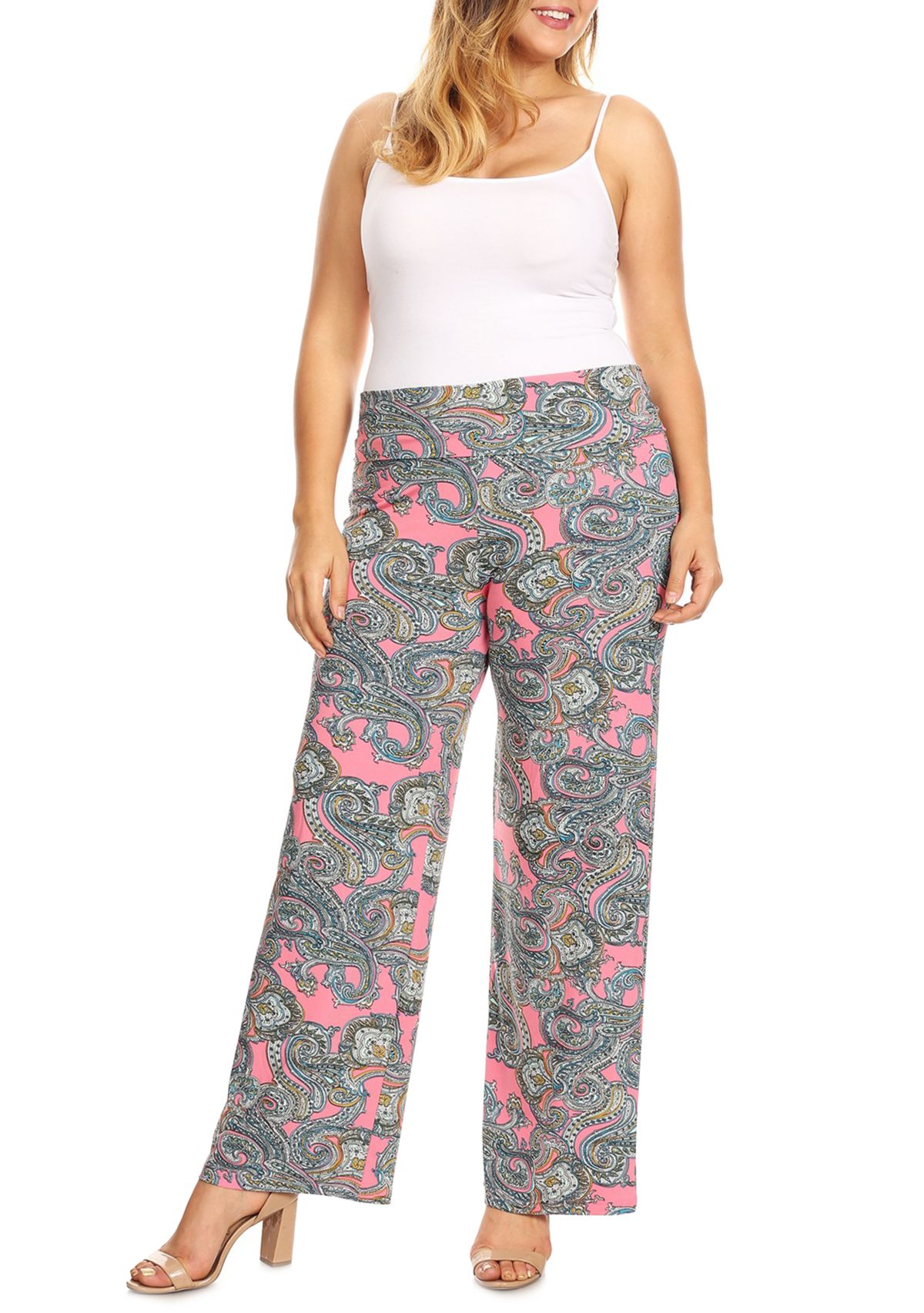 White Mark Plus Size Paisley Printed Palazzo Pants | Belk