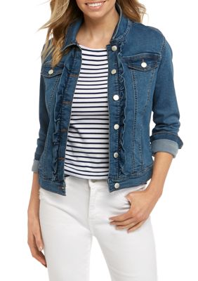 Kim Rogers® Petite Ruffle Denim Jacket | belk