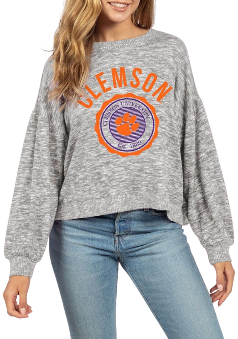 UG Apparel NCAA Clemson Tigers Heather Gray Puff Sleeve Top | Belk