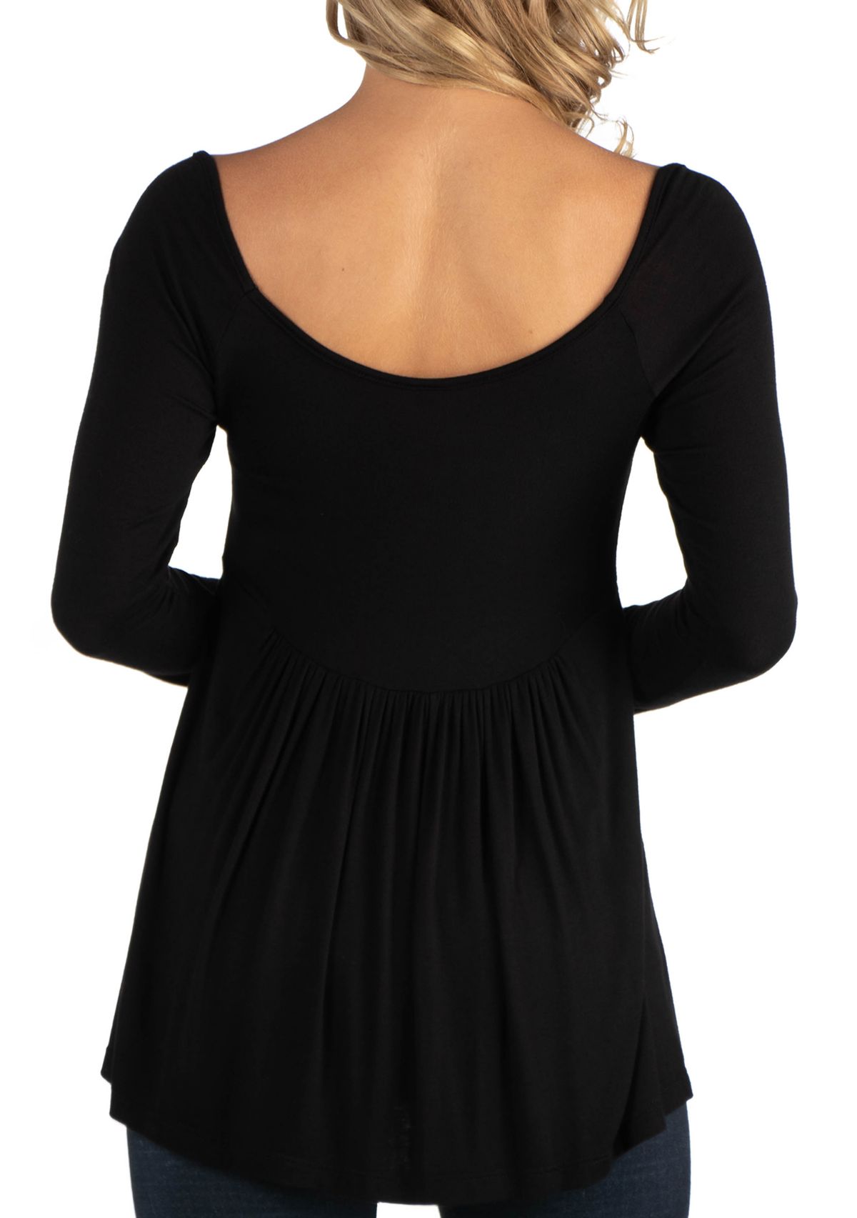 24seven Comfort Apparel Maternity Long Sleeve Square Neck Empire Waist ...