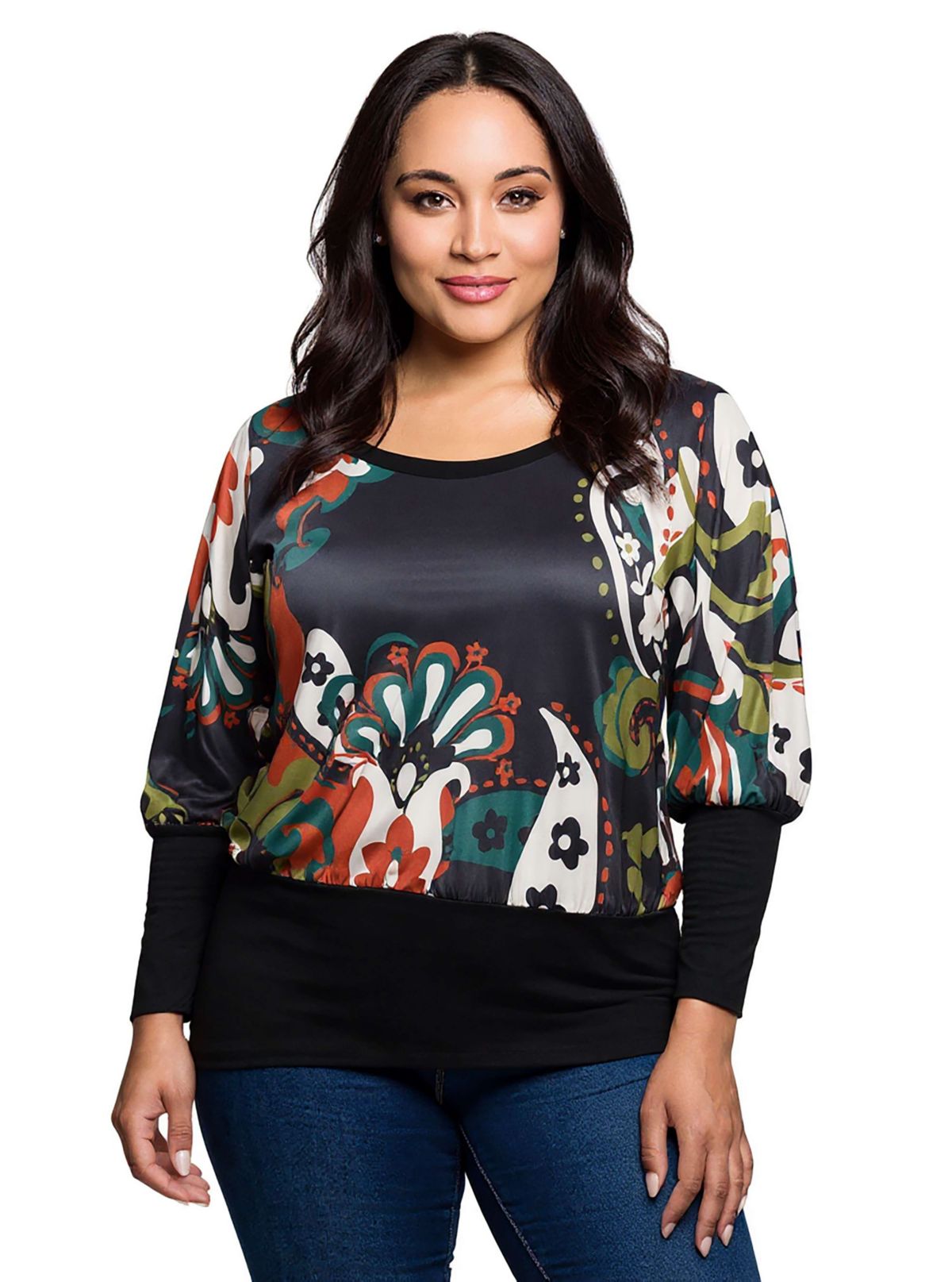 24seven Comfort Apparel Womens Plus Size Paisley Multicolor Print ...