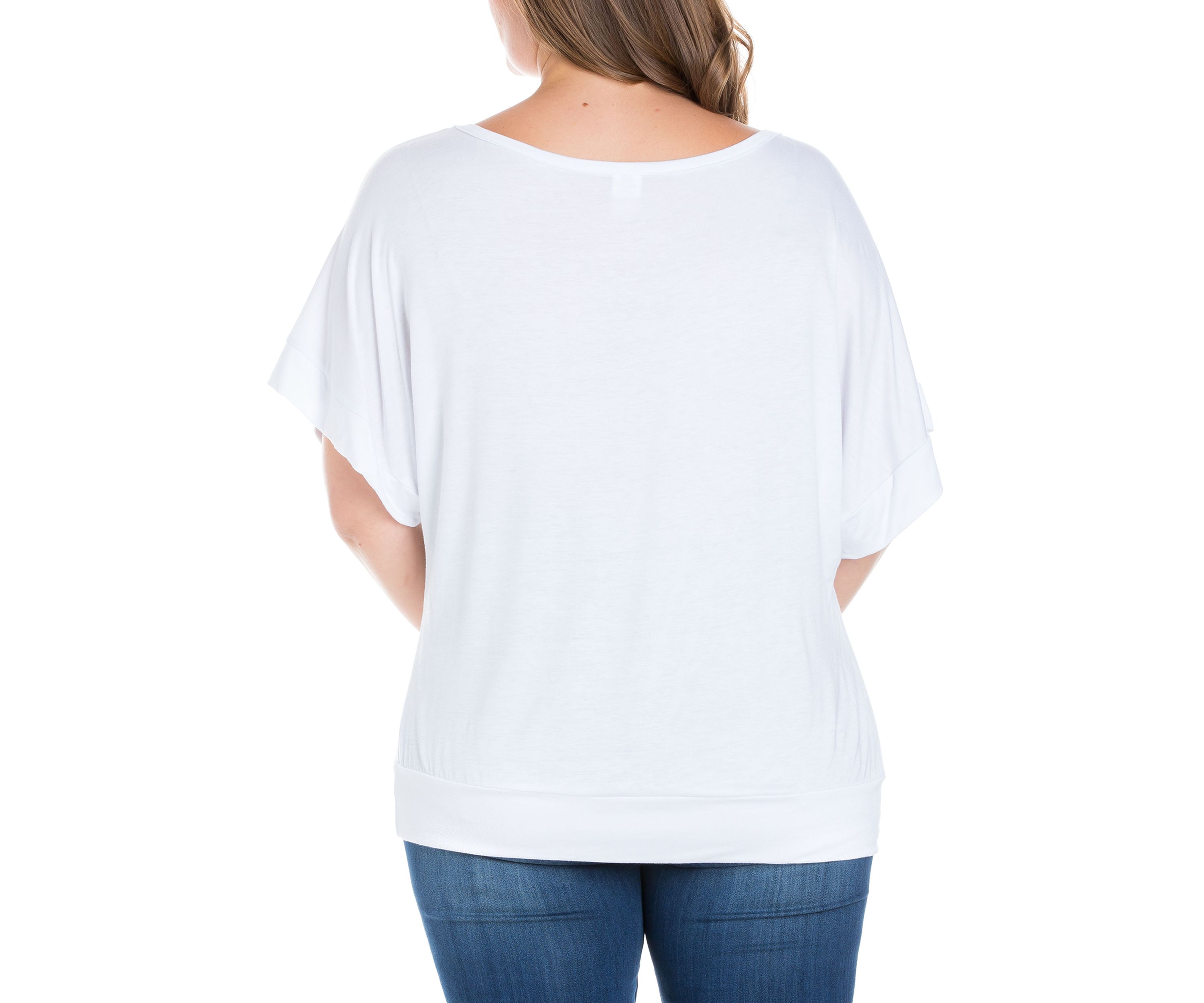24seven Comfort Apparel Plus Size Short Sleeve Loose Fitting Dolman Top ...