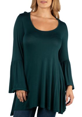 24seven Comfort Apparel Womens V Neck Swing Tunic Top Belk