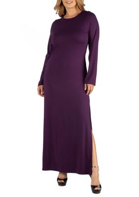 24seven Comfort Apparel Plus Size Form Fitting Long Sleeve Side Slit ...