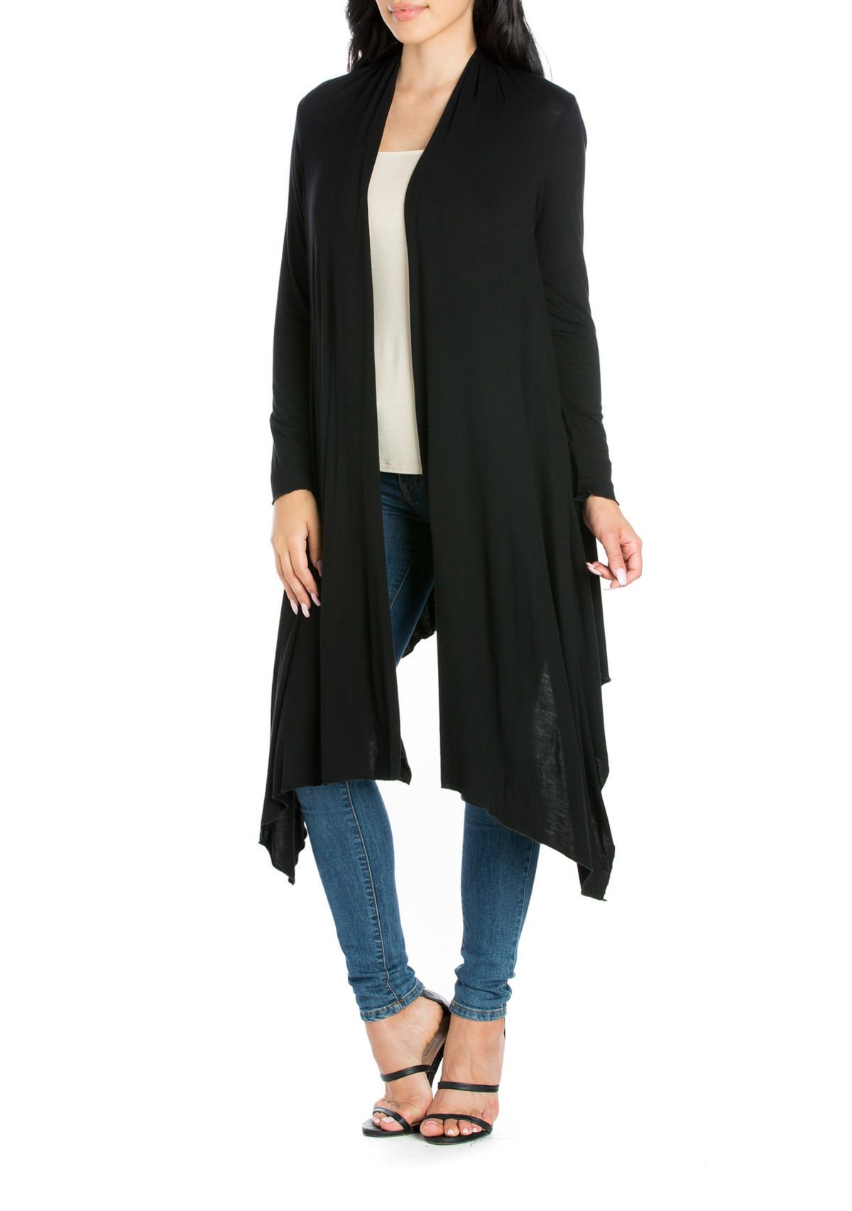 24seven Comfort Apparel Women's Extra Long Open Front Cardigan | Belk