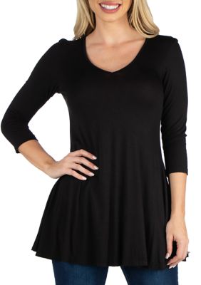 24seven Comfort Apparel Women's V-Neck Swing Tunic Top | belk
