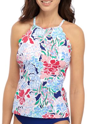 Crown & Ivy™ Bouquet Sway High Neck Swim Tankini Top | belk
