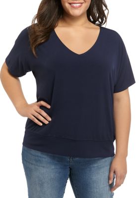 The Limited Plus Size Short Dolman Sleeve Banded Bottom Blouse Belk