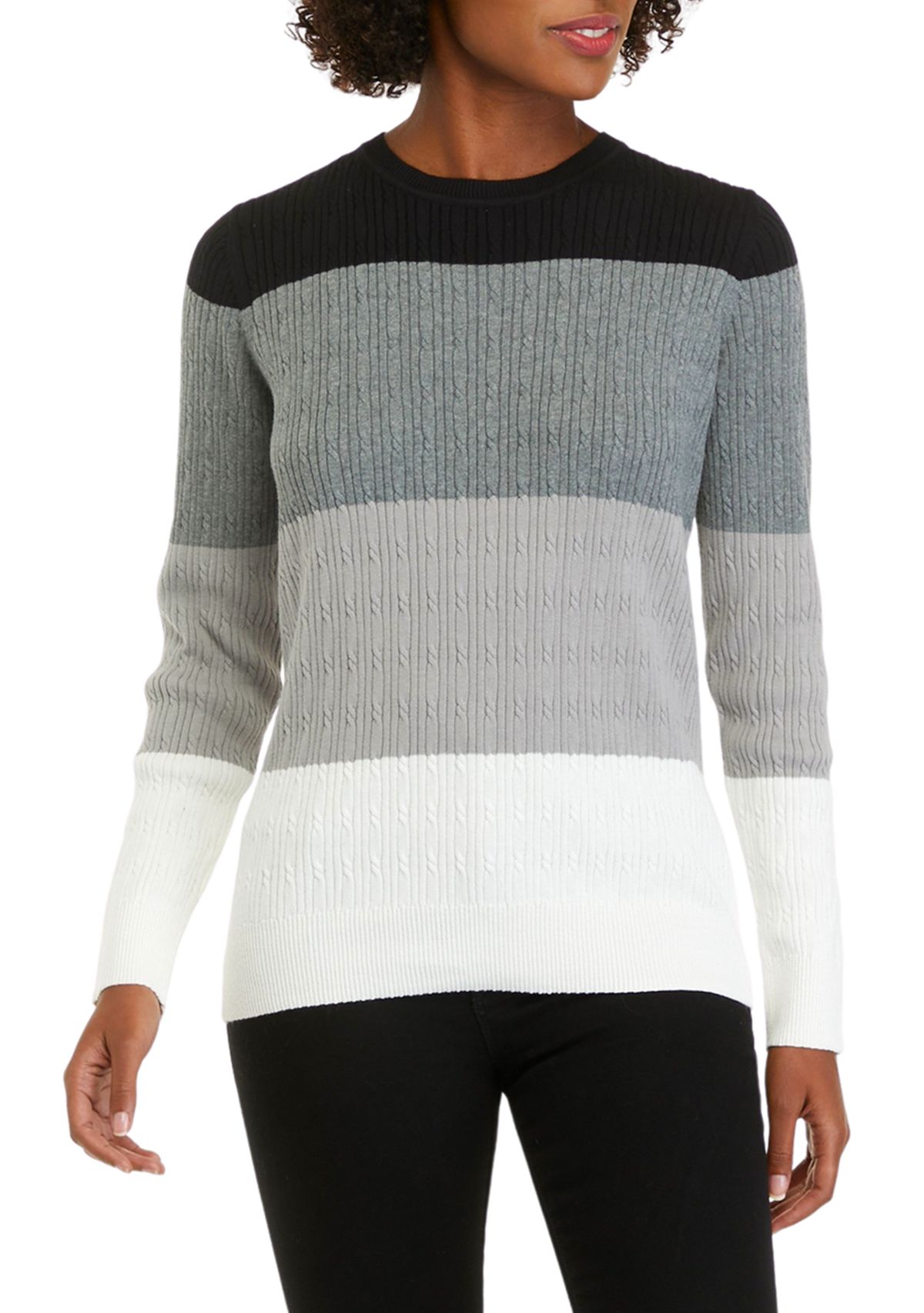 Kim Rogers® Petite Color Block Stripe Sweater | Belk