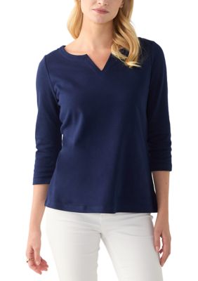 Kim Rogers® Petite Split Neck Top | belk