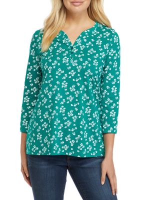 Kim Rogers® Women's 3/4 Sleeve Henley Neck Top | belk