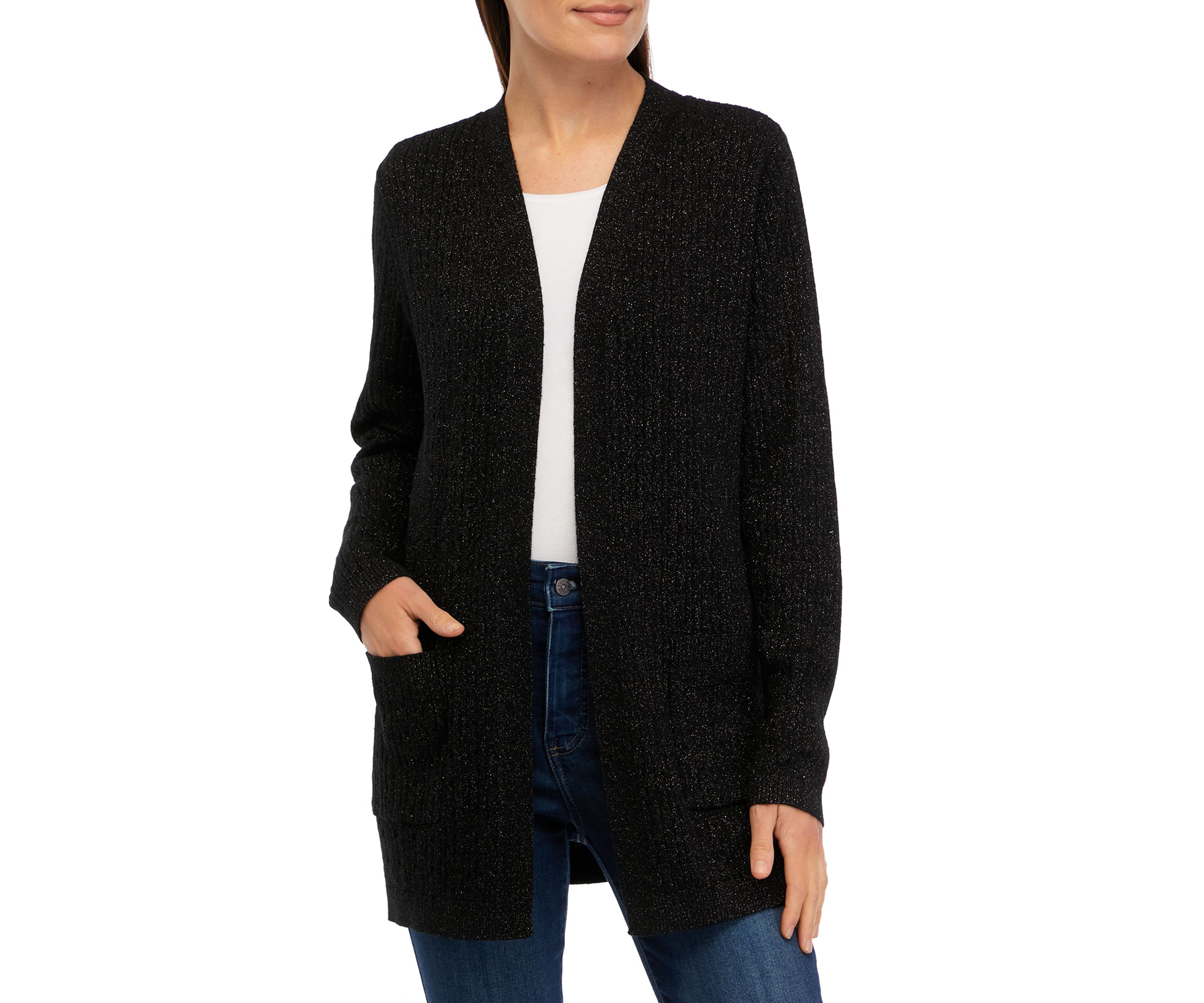 Kim Rogers® Women's Long Sleeve Cable Lurex Cardigan | Belk
