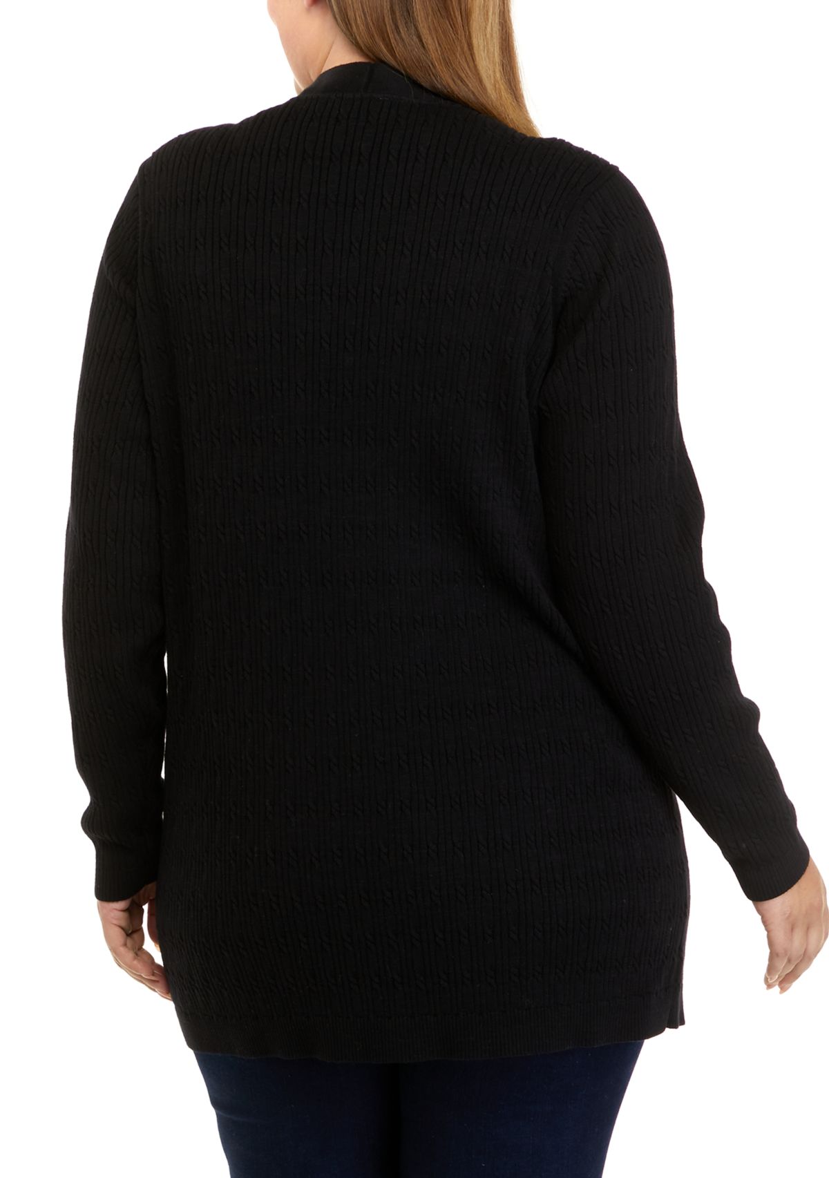 Kim Rogers® Plus Size Open Front Cable Knit Cardigan | Belk