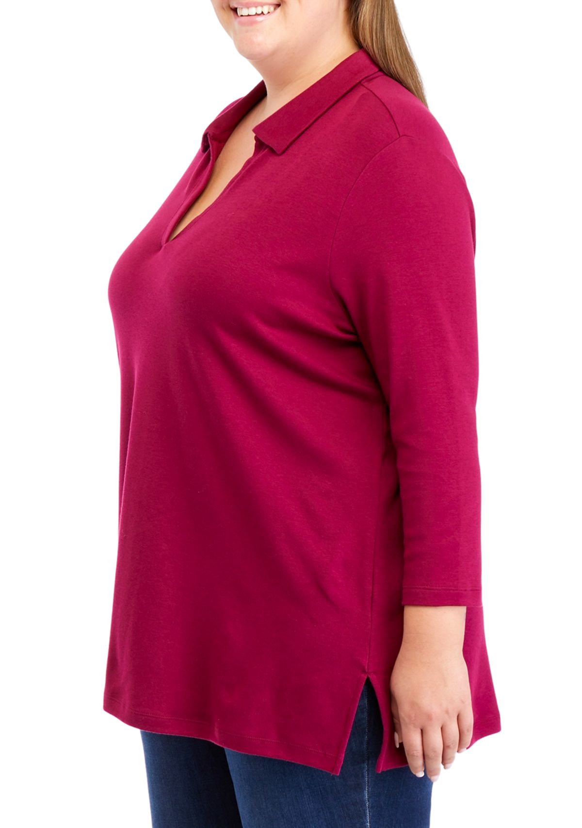 Kim Rogers® Plus Size Solid Polo Top | Belk