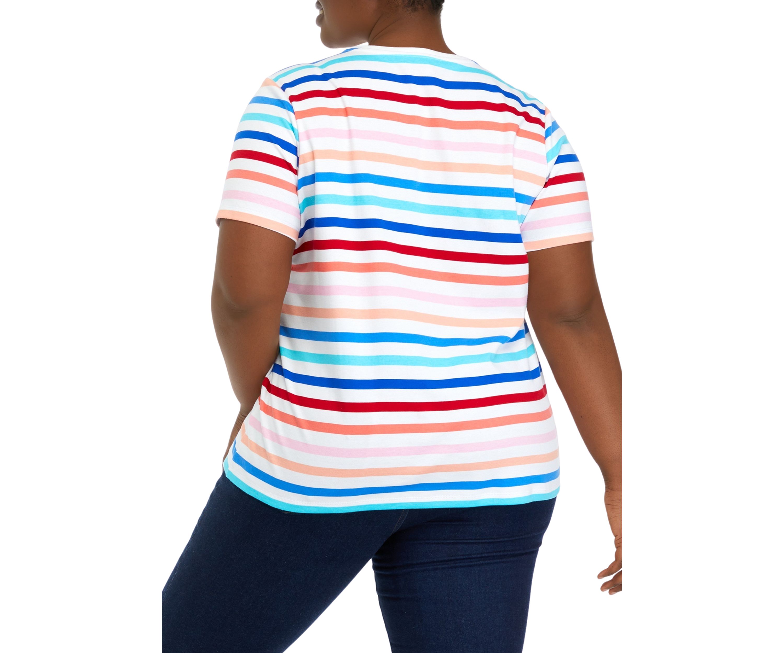 Kim Rogers® Plus Size Short Sleeve Striped Crew T-Shirt | Belk