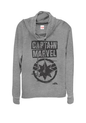 Marvel Junior's Captain Painted Circle Logo Cowl Neck Graphic Pullover ...