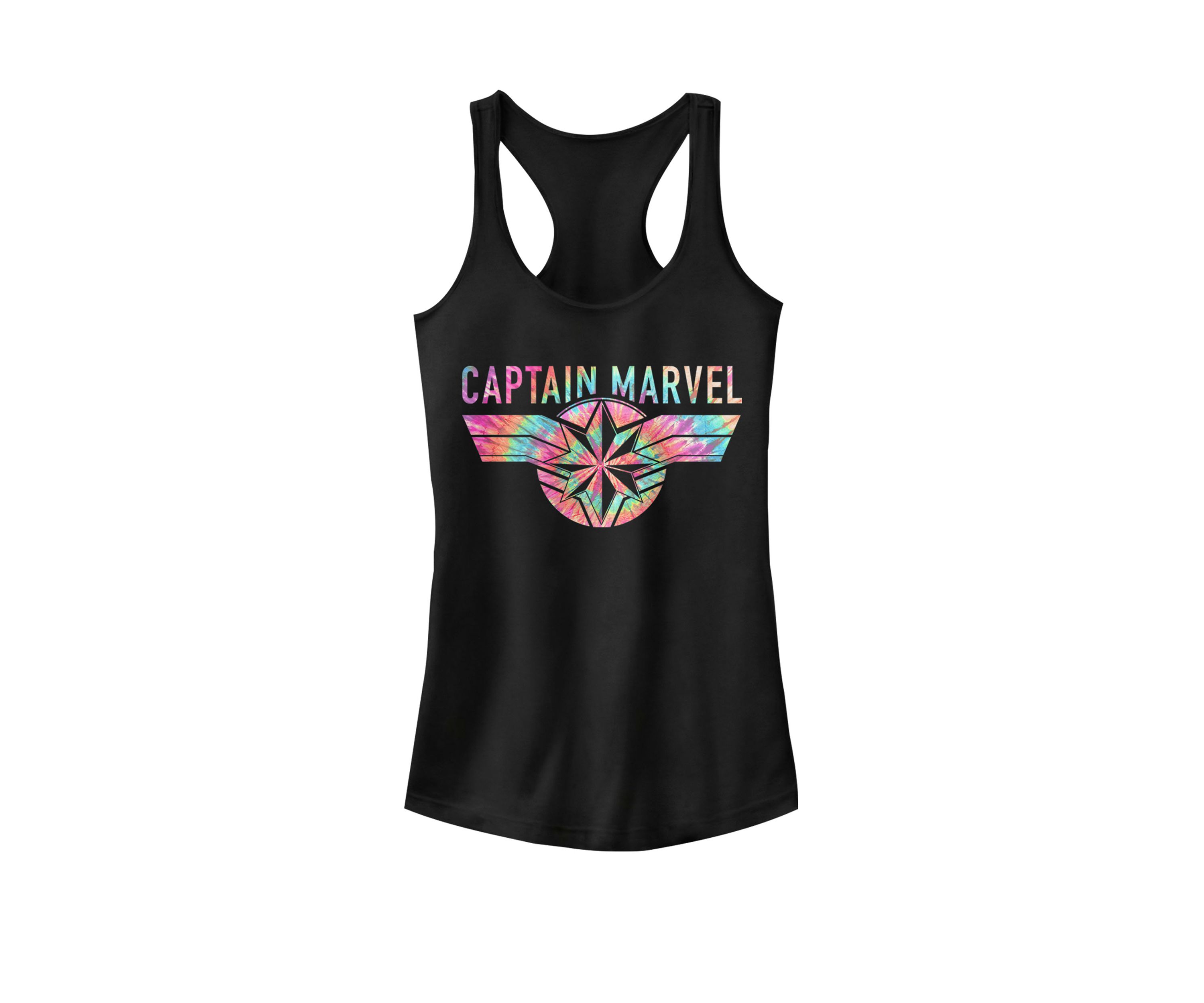 Marvel Captain Marvel™ Logo Banner Tie Dye Colors Racerback Tank | Belk