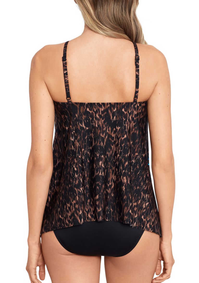 Miraclesuit® Brown Multi Print Keyhole Tankini Swim Top | Belk