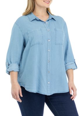 DKNY Jeans Plus Size Button Front Blouse | belk