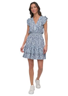 DKNY Jeans Women's Deep V-Neck Dress with Smocked Back Waist | belk