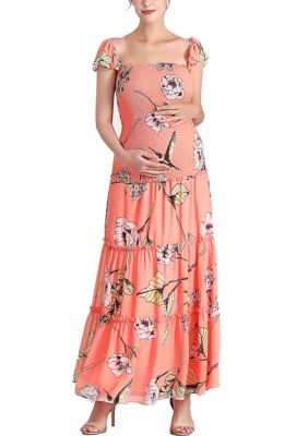 Kimi & Kai Addy Smocked Maternity Maxi Dress | Belk