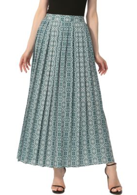 Kimi & Kai Print Box Pleat Maxi Skirt | Belk