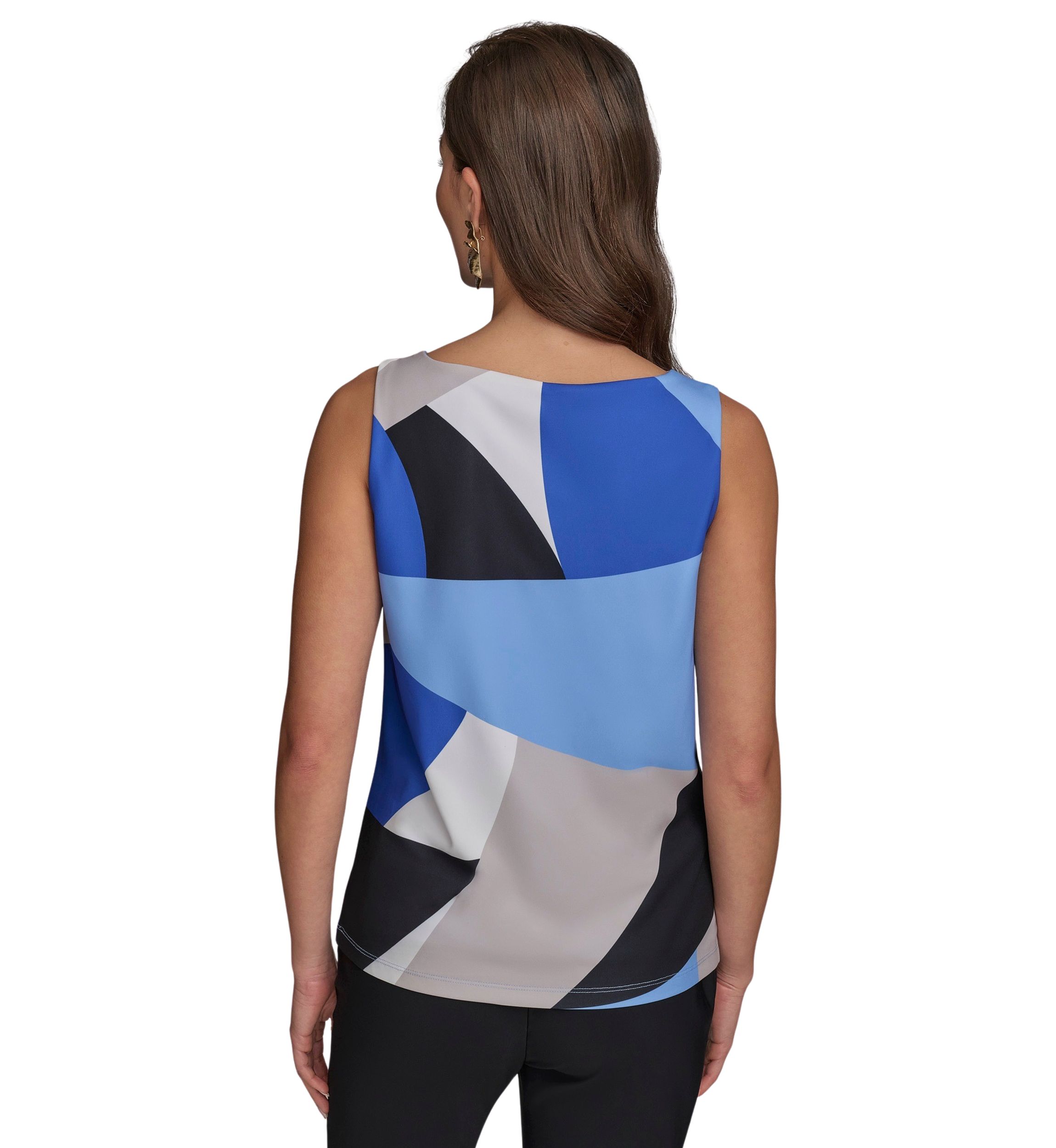 Donna Karan New York Women's Sleeveless Cowl Neck Color Block Print ...