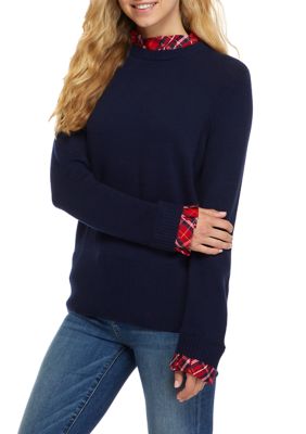 Crown & Ivy™ Women's Long Sleeve Ruffled Neck 2Fer Sweater | belk