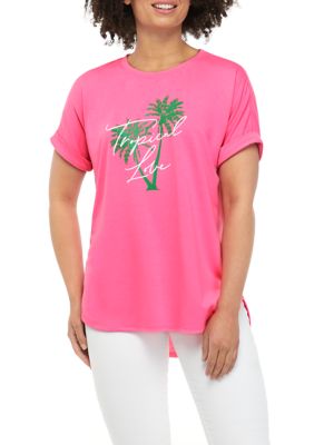 Crown & Ivy™ Women's Short Sleeve Round Hem Graphic T-Shirt | belk