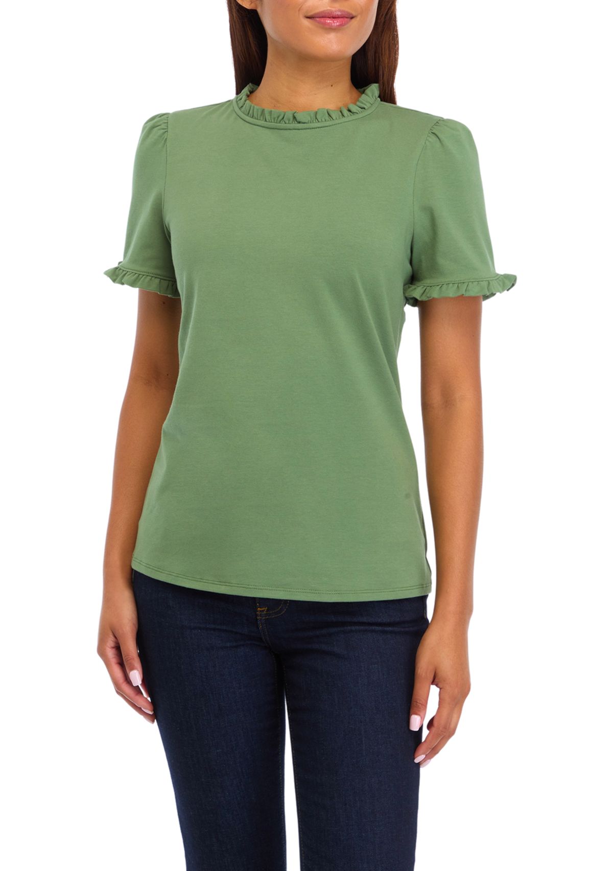Crown & Ivy™ Women's Ruffle Neck Top | Belk