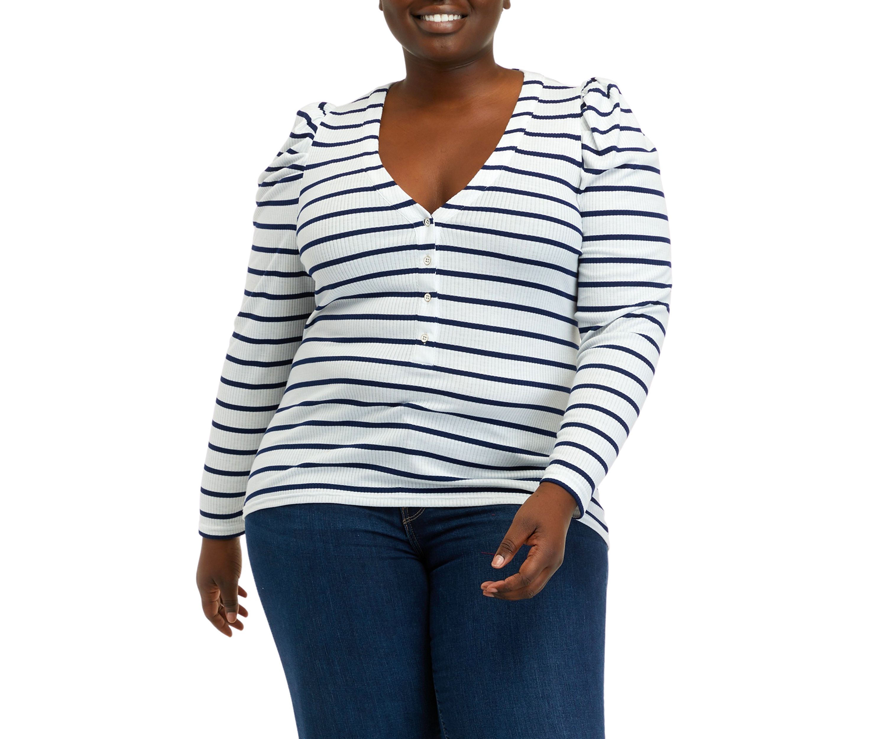 Crown & Ivy™ Plus Size Ribbed Henley Top | Belk
