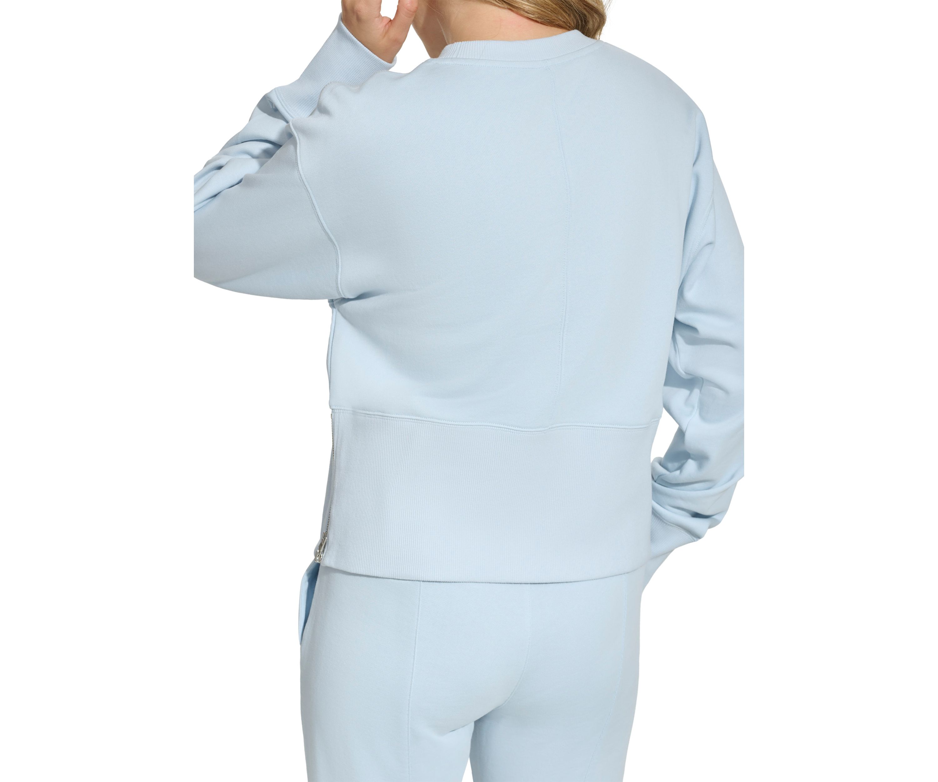 DKNY Sport Cropped Crew Neck Pullover with Side Zipper Detailing | Belk