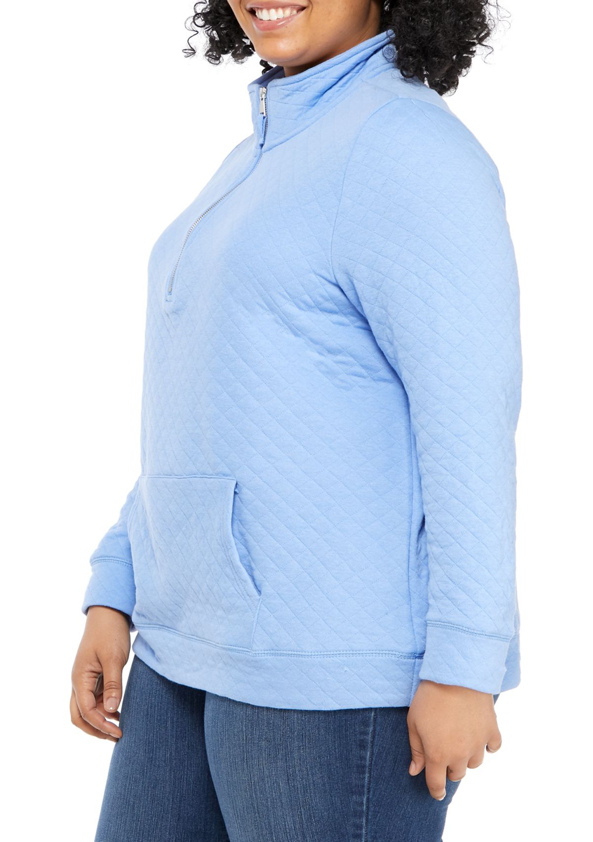 Kim Rogers® Plus Size Long Sleeve Textured Quilted 1/4 Zip Pullover | Belk