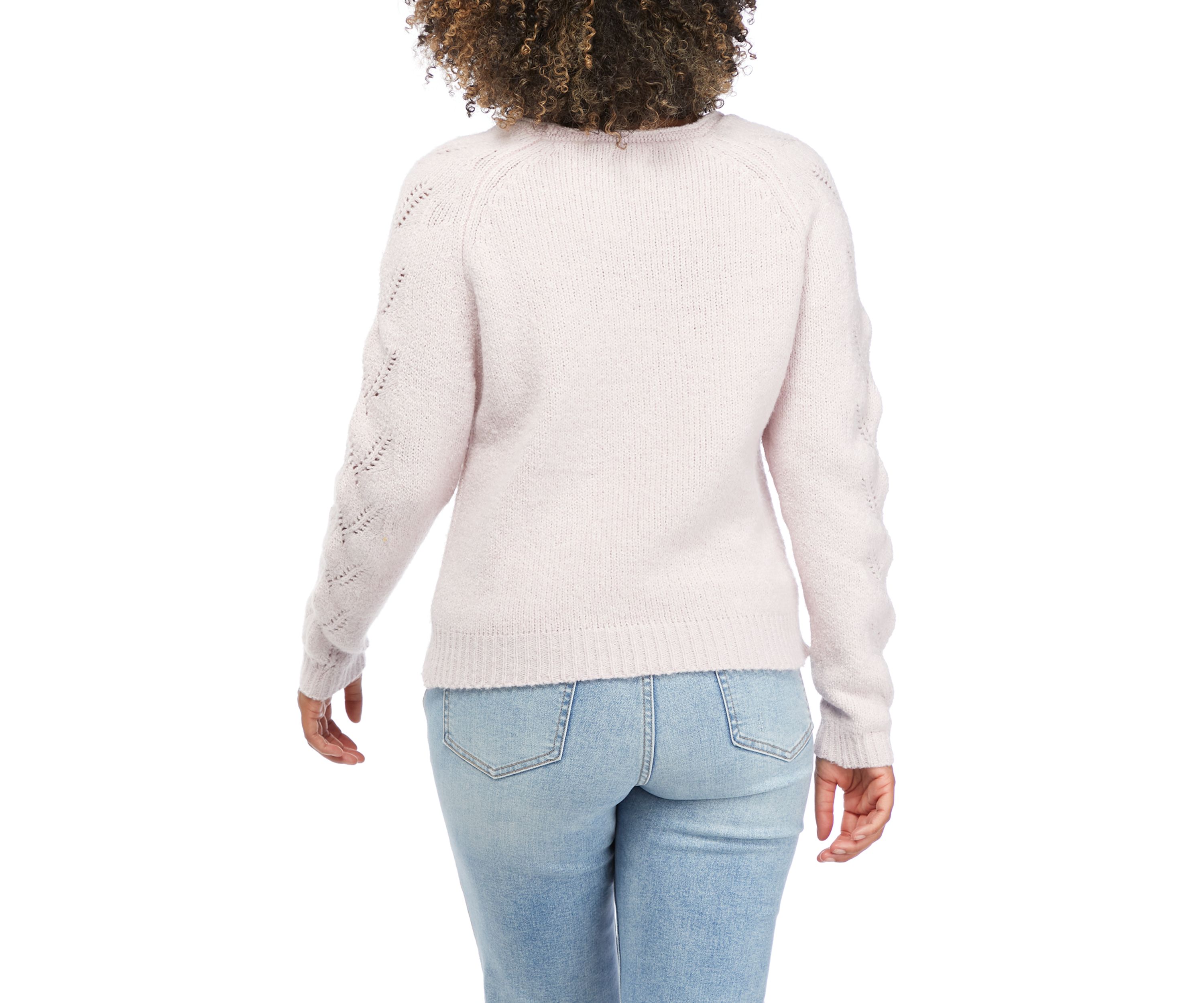 TRUE CRAFT Women's Long Sleeve Wide Pointelle Sweater | Belk