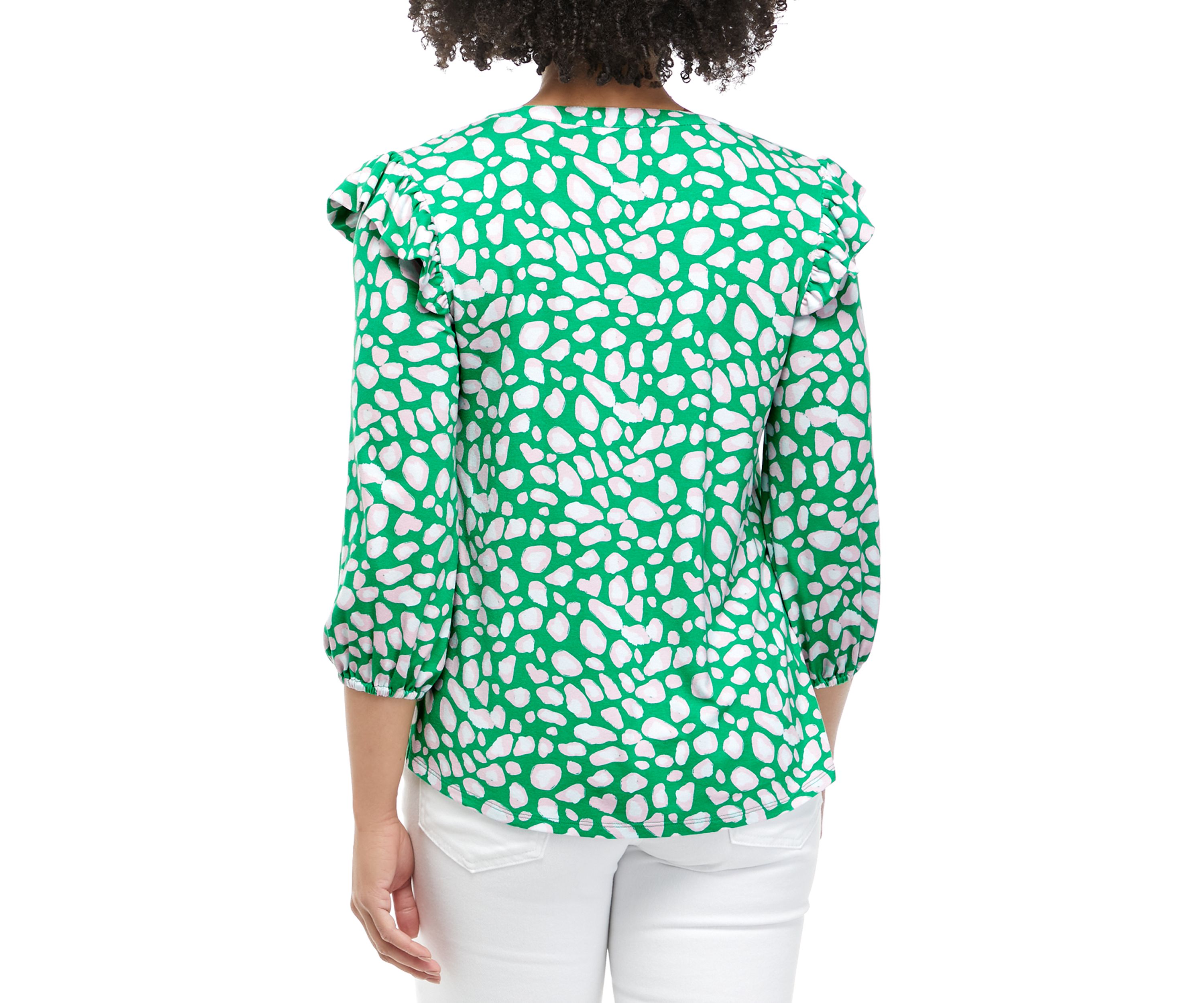 Crown & Ivy™ Women's 3/4 Sleeve Printed Julianna Henley Tunic | Belk