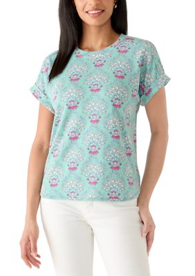 Crown & Ivy™ Women's Short Sleeve Crew Neck Printed T-Shirt | Belk