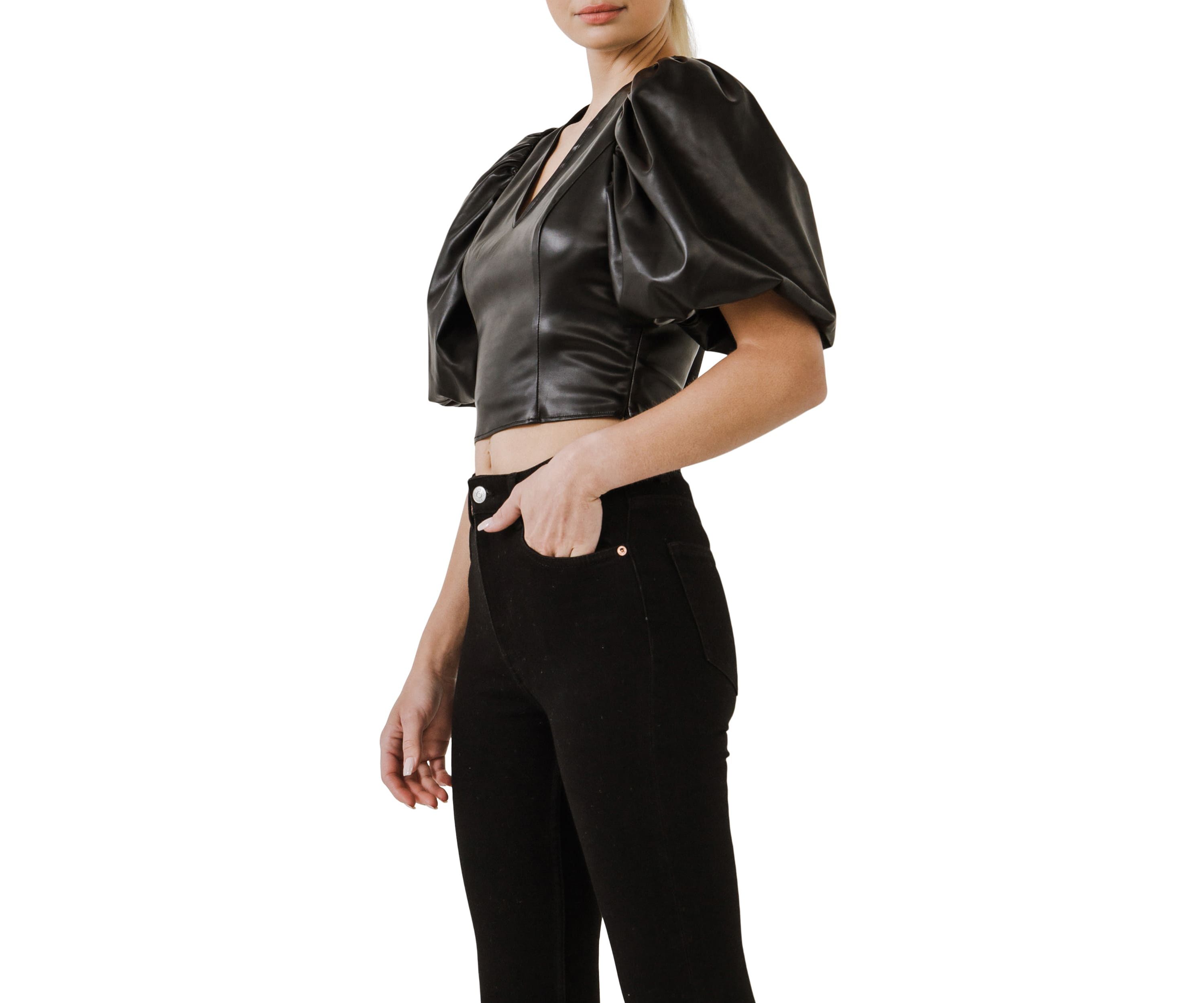 Endless Rose Pu Puff Sleeve Top | Belk