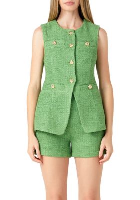 Endless Rose Tweed Buttoned Long Split Top | belk