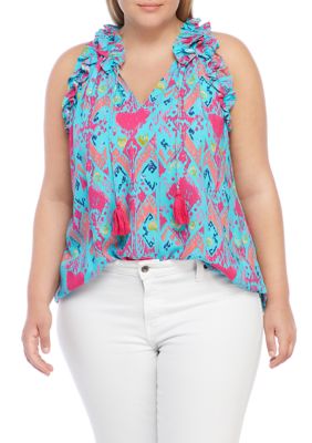 Crown And Ivy™ Plus Size Sleeveless Ruffle Peasant Top Belk