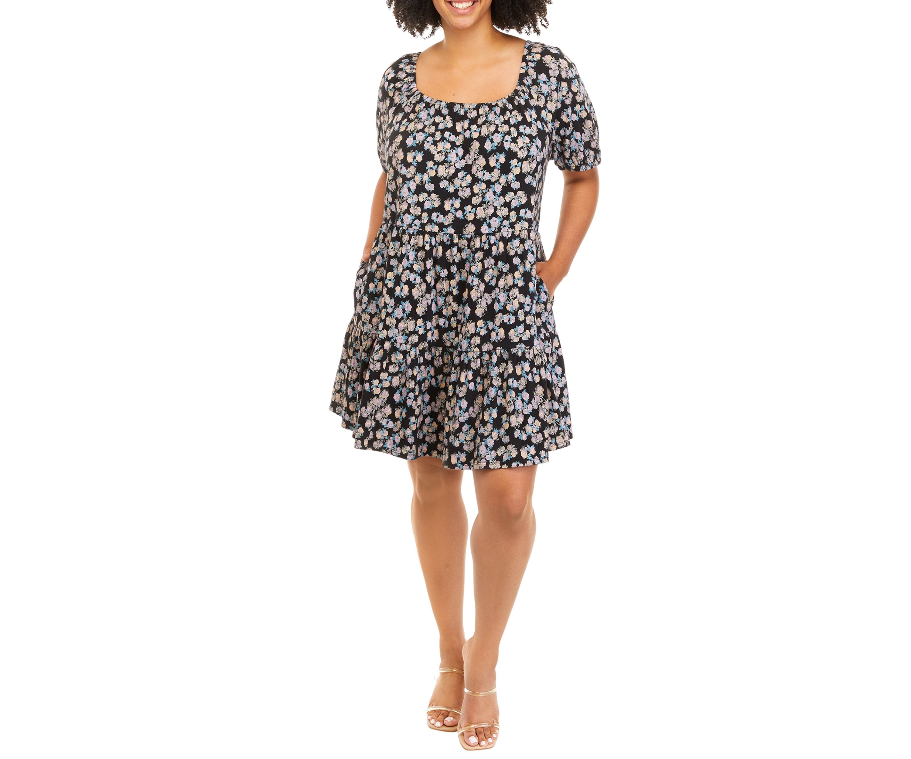 TRUE CRAFT Plus Size Blouson Sleeve Tiered Dress | Belk