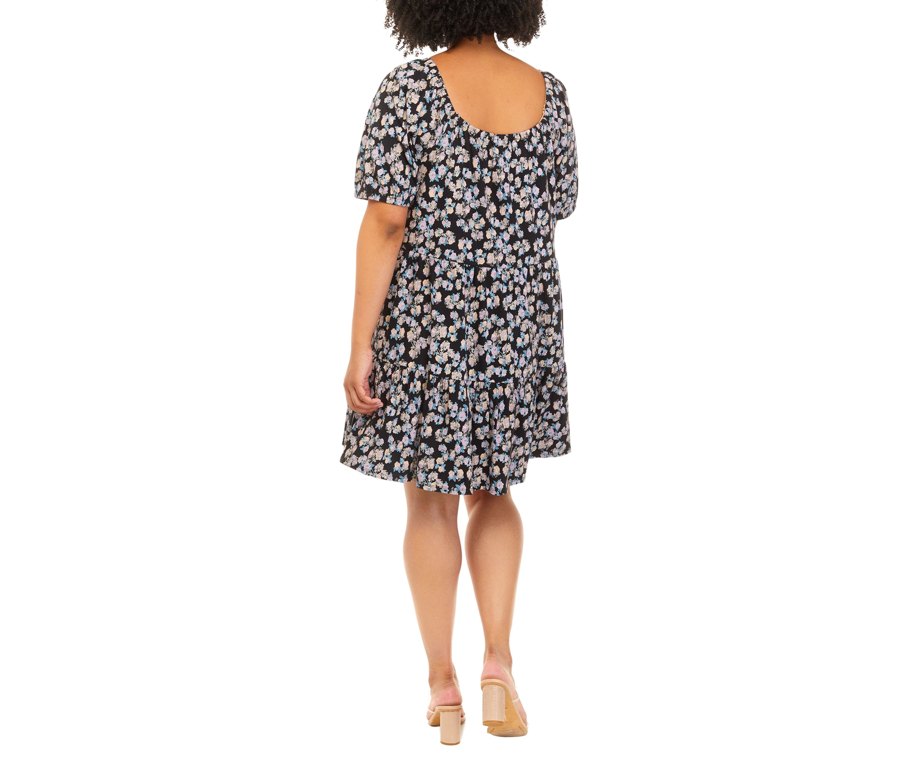 TRUE CRAFT Plus Size Blouson Sleeve Tiered Dress | Belk