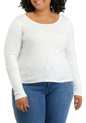 TRUE CRAFT Plus Size Long Sleeve Rib Crew T-Shirt | belk