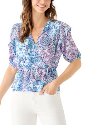 floral & ivy Women's Peplum Floral Wrap Blouse | Belk